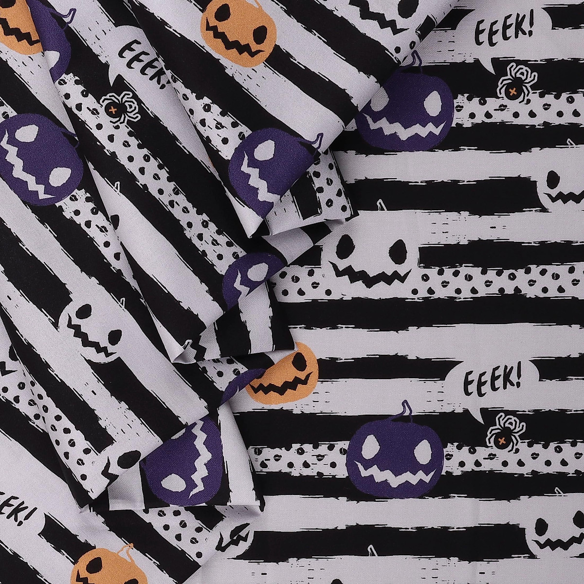 Mook Fabrics Cotton Vintage Pumpkin Stripe, Black Cut by The yard