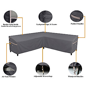 Garden Balsam Heavy Duty Waterproof Patio Furniture Covers,Fade Resistant Outdoor Sofa Covers V-Shaped Sofa Cover 85" W (on Each Side) x 33" D x 31" H Dark Grey