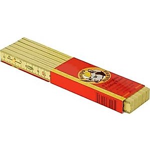 US Tape 55170 Rhino Fiberglass Folding Ruler 15mm x 2m Euro-type; mms on front, 16ths on back