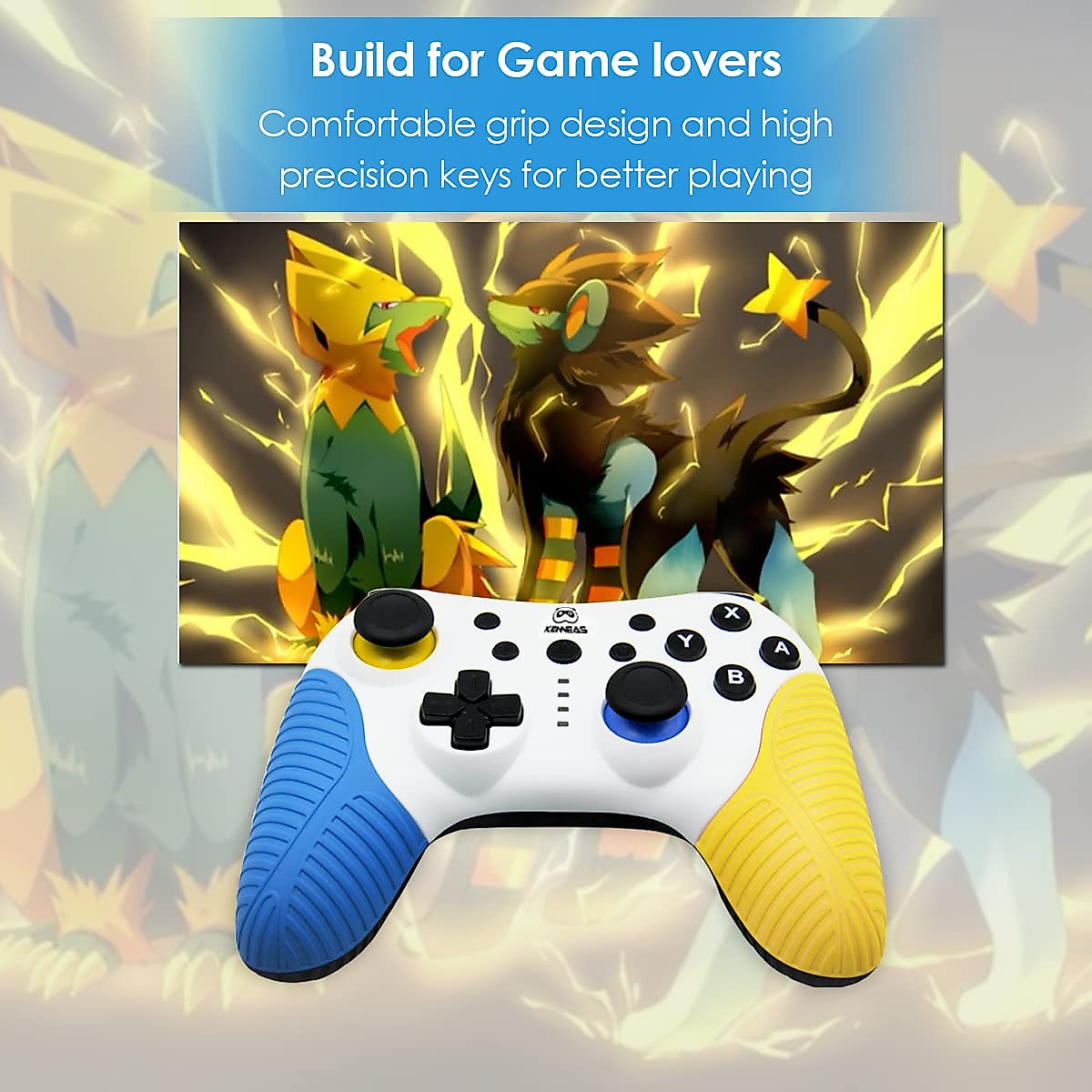 KENNEAS Wireless Pro Controller for Switch/Switch Lite, Switch Remote Gamepad with Wake-up, 3-Level Vibration, Turbo, Motion Control Function, 600mAh Battery Wireless Switch Controller