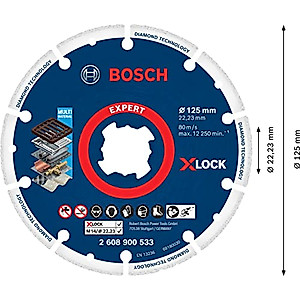 Bosch Professional 1x Expert Diamond Metal Wheel X-Lock Cutting Disc (for Cast Iron, Ø 125 mm, Accessories Small Angle Grinder)