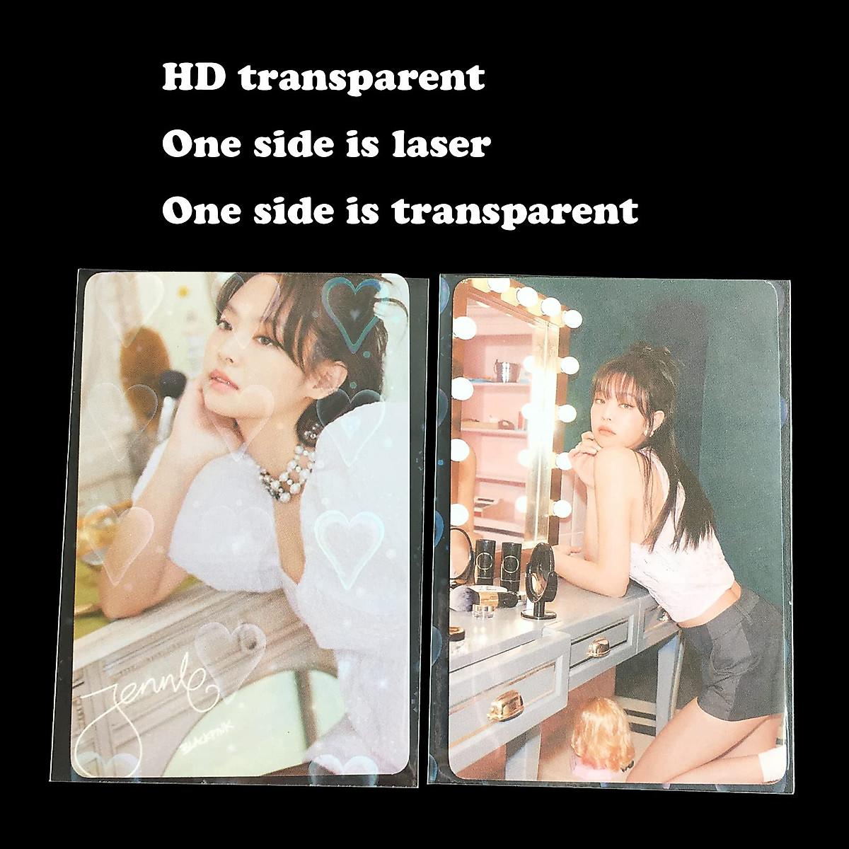 AEGIS 100pcs Photocard Sleeves Love Heart, Card Sleeves for MTG Transparent Waterproof and Dustproof, Trading Cards Sleeves Kpop Photocard Sleeves, Holographic Foil Cover, 61x88mm