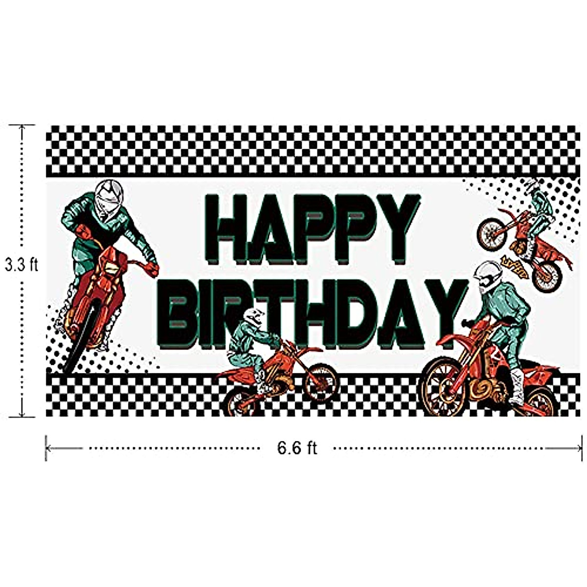 Large Motocross Happy Birthday Banner | Motocross Birthday Party Supplies Decoration | Motocross Birthday Party Backdrop Background - 6.6 x 3.3 FT