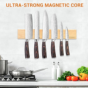 Magnetic Knife Holder for Wall, PICKWILL 16 Inch Magnetic Knife Strip, Powerful Wood Magnet Knife Rack for Kitchen Knives & Tools