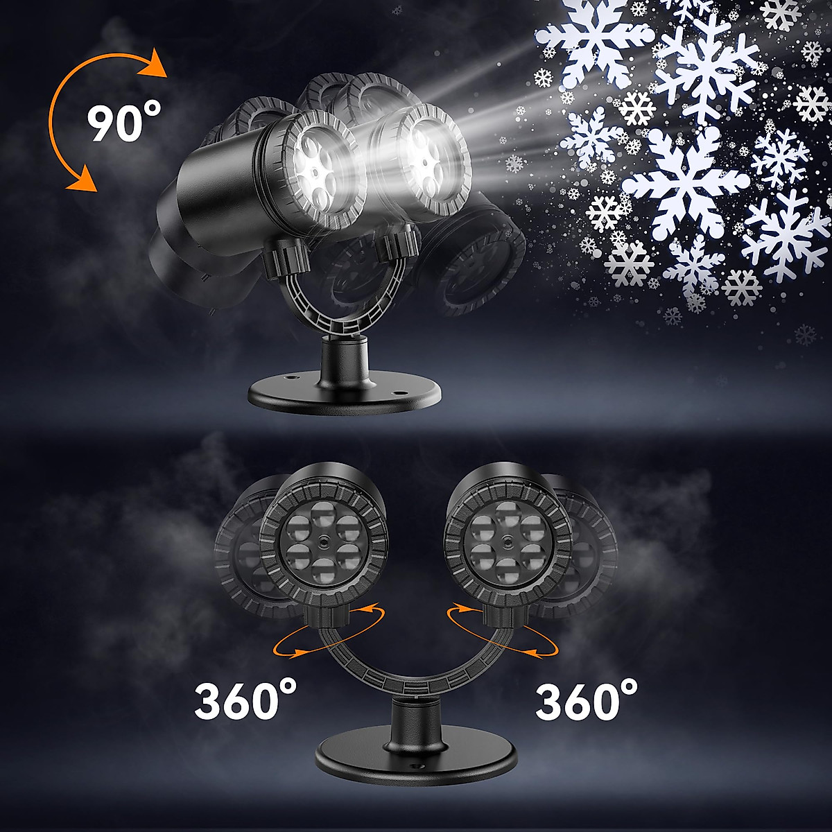HeyStookie 2024 Newest Christmas Decorations Christmas Projector Lights Outdoor Double-Head Rotating Snowflakes Projector Lights for Xmas Home Party IP65 Waterproof Brightening LED Outdoor & Indoor…