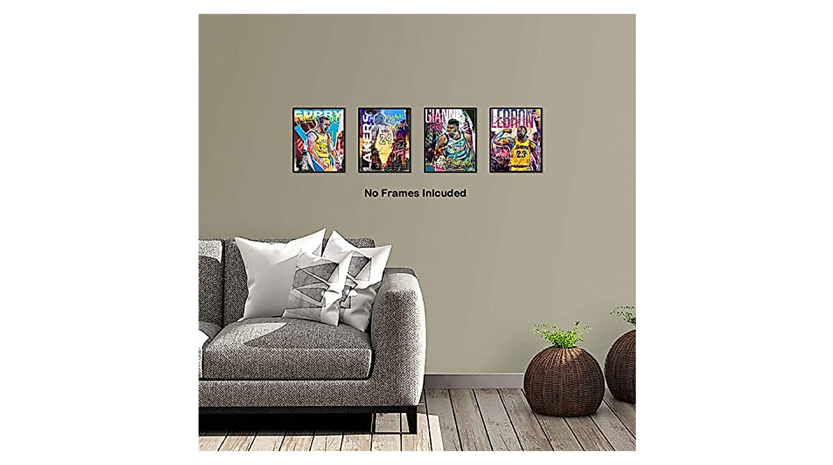 Basketball Wall Art Set - NBA Stars Canvas Posters for Home & Man Cave