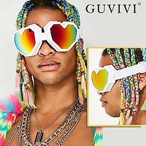 GUVIVI Heart Shaped Sunglasses Fashion Ski Goggles Oversize Love Glasses for Women Men Fun Eyewear Eyeglass