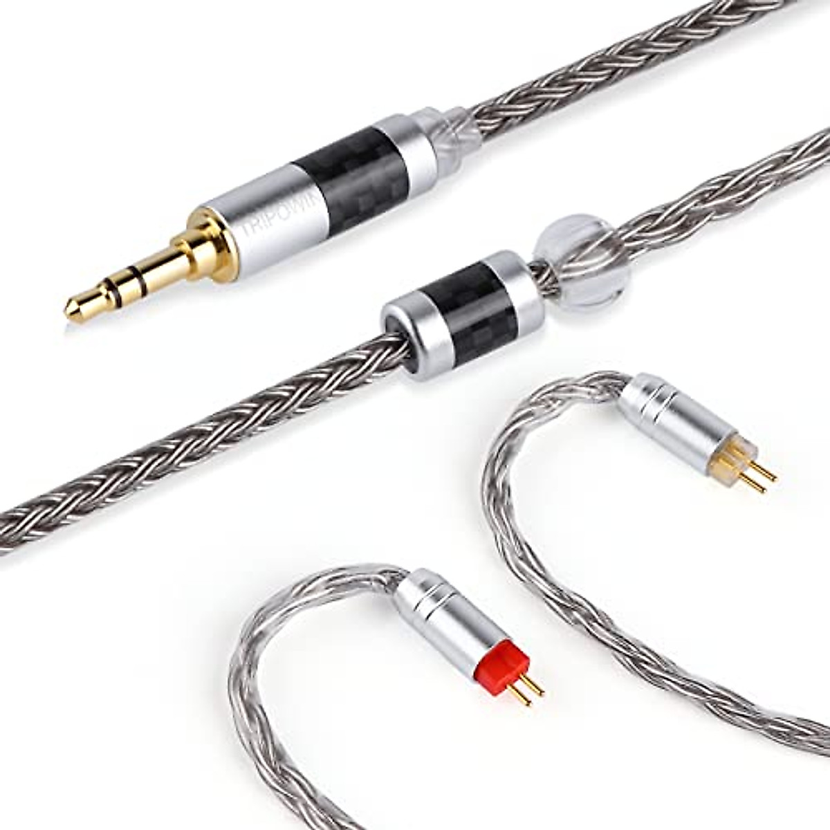 Linsoul Tripowin Zonie 16 Core Silver Plated Earphone Cable for BL03 TRN V90 V80 AS10 ZS10 ZS6 ES4 iems (2pin-0.78mm, 3.5mm, Grey)