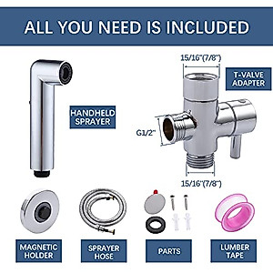 EVITA Handheld Bidet Sprayer for Toilet, Magnetic Bidet Sprayer -Adjustable Water Pressure, Bathroom Cloth Diaper Bidet Toilet Sprayer Kit with Hose-Easy to Install for Baby Wash, Feminine Wash