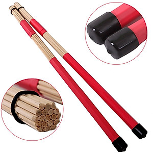 Jazz Drum Sticks Brushes Drumsticks Made of Bamboo. (Red)