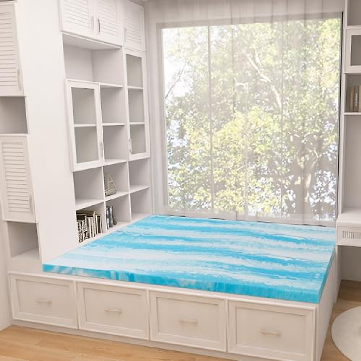 Hcore Mattress Topper California King - 4 Inch Gel Memory Foam Mattress Topper California King Size for Back Pain, CertiPUR-US Certified, Blue