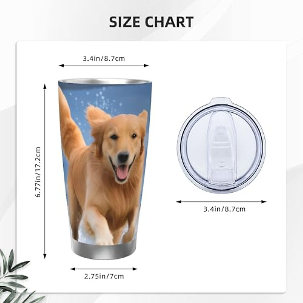 NHJKLWQSZ Golden Retriever Dogs 20oz Stainless Steel Tumbler With Lid And Straw, Double Wall Vacuum Insulated Coffee Mug Travel Cups Leak-Proof Lid For Hot And Cold Drinks, Metal Straws And Brush