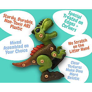 Pop A Giggle Take Apart Dinosaur Toys for Kids 3-5, Dino Toy with Electric Drill for 3 4 5 6 7-Year-Old Boys, Stem Educational Learning Building T-Rex Dino for Birthday Gifts