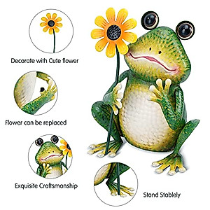 chisheen Garden Frog Statue Outdoor Decor Metal Frog Yard Art Sculpture