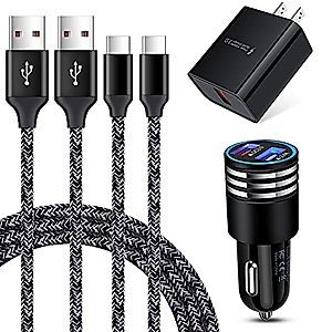 USB C Fast Charger for Samsung Galaxy S23/S22/S21/S21 Ultra/S21+/S20 FE Note 20 Ultra A13 A53 A12 A32 A42 A21 A51 A71 A10E A20 A50 S10 S9 S8,Quick Charge 3.0 Wall Charger Car Adapter+6FT Type C Cable