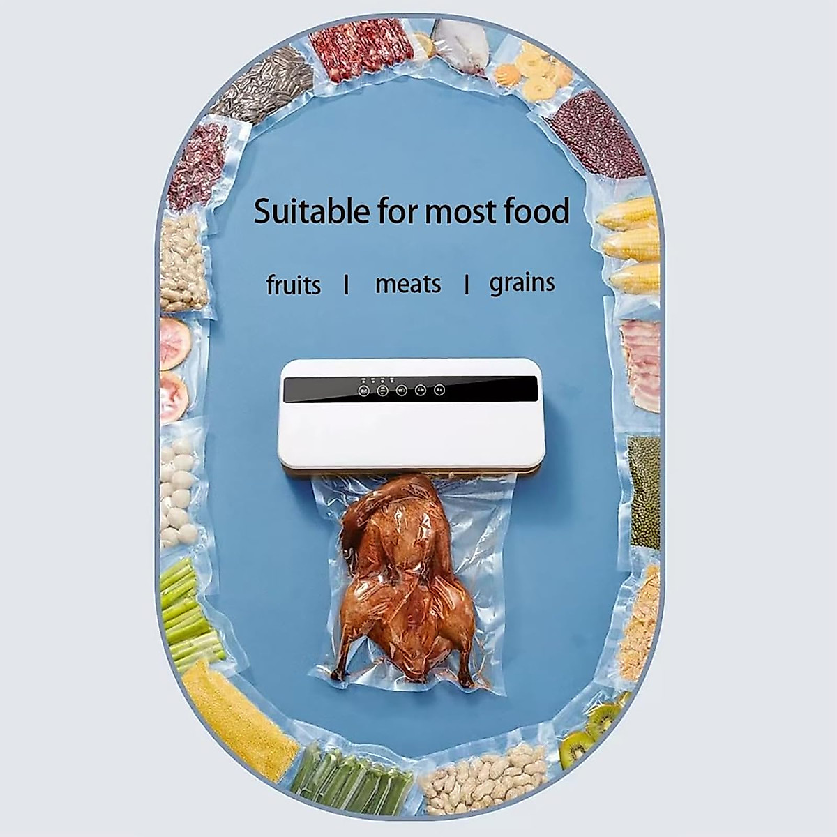 SULUNZEGER Vacuum Sealer Bags, 2 Rolls 8"X16' and 2 Rolls 11"X16' Airtight Food Storage Bag, Sous Vide Roll with Bags Cutter for Vacum Sealing Machine, Microwave Freezer Safe, BPA Free (Transparent)