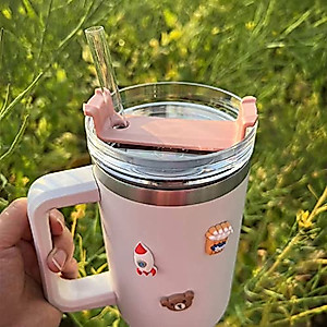 40 OZ Tumbler Lid Compatible for Stanley, Spill Proof Splash Resistant Tumbler Covers Fit for Stanley and More Coffee Mugs 2 pack (40 OZ, Pink)