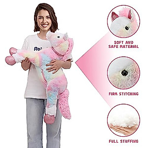 MaoGoLan Giant Horse Plush Stuffed Animal, 35.5 inch Colorful Paint Large Stuffed Animal Big Horse Pony Plush Pillow Gift for Kids and Adults Valentines, Christmas, Birthday