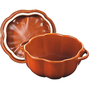 STAUB 0.5-qt Petite Ceramic, Oven & Stove Safe up to 572°F, Pumpkin Dish, Baking , Candy Dish, Burnt Orange