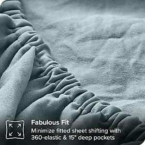 Bare Home Washed Full Sheet Set - Premium 1800 Ultra-Soft Microfiber Bed Sheets - Double Brushed - Hypoallergenic - Stain Resistant (Full, Washed Slate)