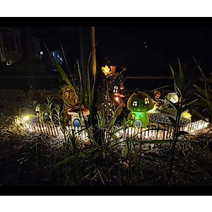 Robkea, 36 Inch Mini Fence Fairy Garden Fence & Waterproof LED 40FT 100 LED Solar String Lights with 8 Lighting Modes | Fairy Garden Accessories Outdoor(Brown)