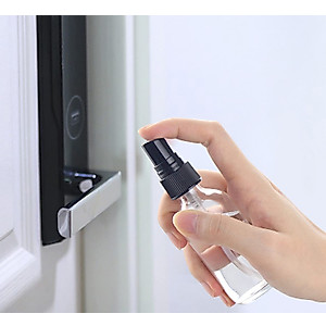 Wedama 4 oz Mini Glass Spray Bottles, Empty Small Spray Bottles with Funnel Dropper, Fine Mist for Hair, Travel, Plants, Cleaning Solutions and Skin Care (4 Pack Clear)