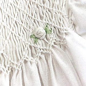 Petit Ami Baby Girls' Bishop Smocked Daydress, Newborn, White