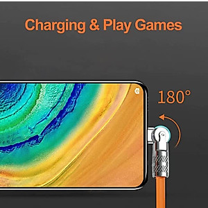 Chubby Gamer 180 Rotating Fast Charge Cable, 180° Rotating Fast Charge Cable, USB to C Durable to Avoid Breakage, Flexible Rotary Connector Thick Rubber Safety Charging (1.8m-Blue, for iPhone)