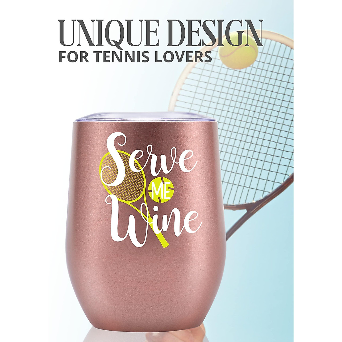 Onebttl Tennis Gifts for Women, Lovers, Senior Night 2024, Birthday Christmas Gifts for Coach, Players - 12oz Stainless Steel Tumbler