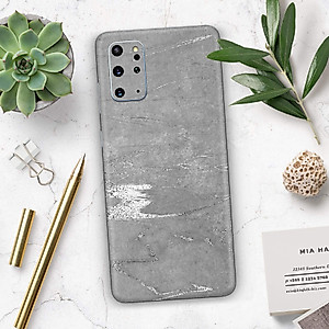 DesignSkinz Dark Silver Marble Swirl V7 Protective Vinyl Decal Wrap Skin Cover Compatible with The Samsung Galaxy S20 (Screen Trim & Back Glass Skin)