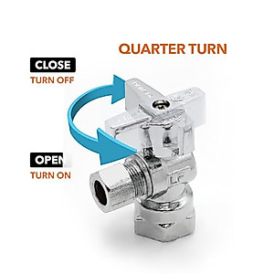 Lead-Free Brass, Quarter-Turn Angle Supply Stop Valves, 1/2" FIP Thread x 3/8" OD Compression (12Pack)