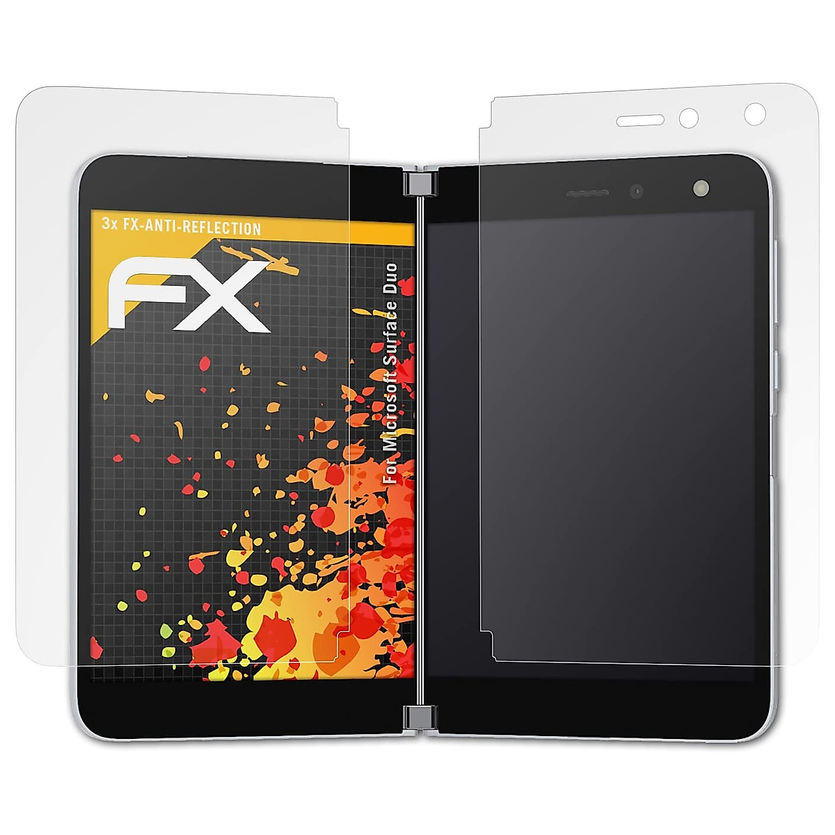 atFoliX Screen Protector compatible with Microsoft Surface Duo Screen Protection Film, anti-reflective and shock-absorbing FX Protector Film (Set of 3)