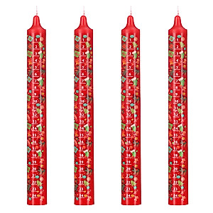 Nuanchu 4 Pcs 10 Inch Advent Festive Christmas Calendar Candle 24 Numbers Countdown to Christmas Red Christmas Advent Candle Xmas Advent Countdown Candle Advent Calendar Candles for Christmas Gifts