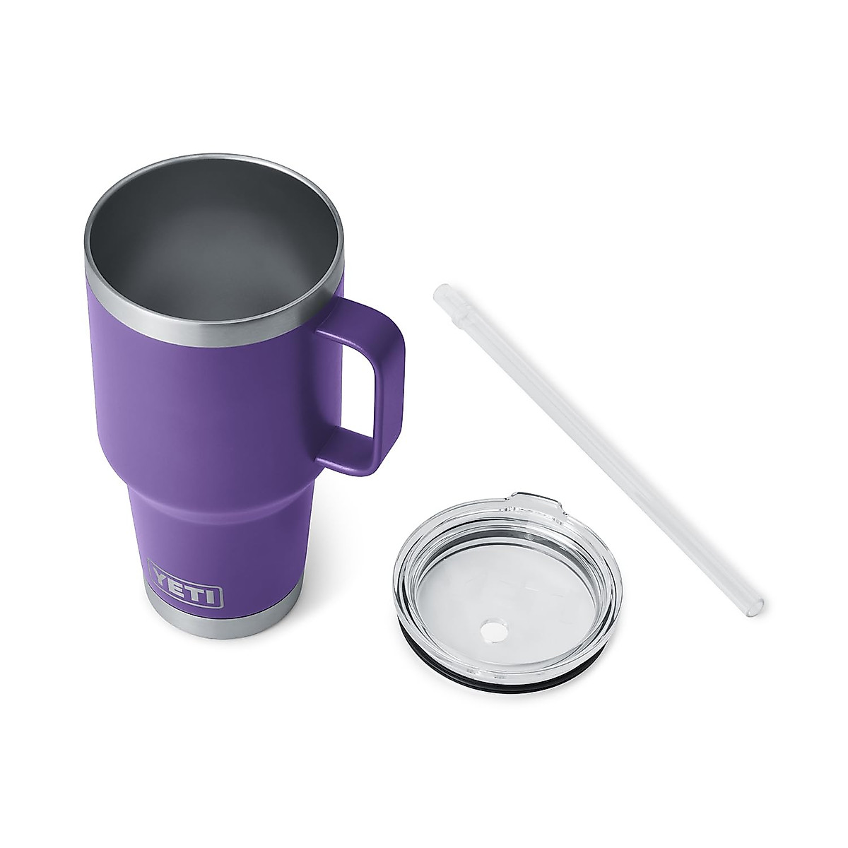 YETI Rambler 35 oz Tumbler with Handle and Straw Lid, Travel Mug Water Tumbler, Vacuum Insulated Cup with Handle, Stainless Steel, Peak Purple