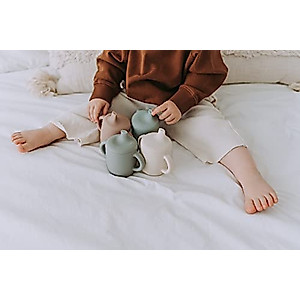 KIDSco. Silicone Sippy Cup and Training Cup for Baby 6 months+ Soft Spout and Handles Unbreakable Easy Grip for Babies 6-12 months and Toddlers 1-3 years 5oz/150ml (Sandy Shore and Green)