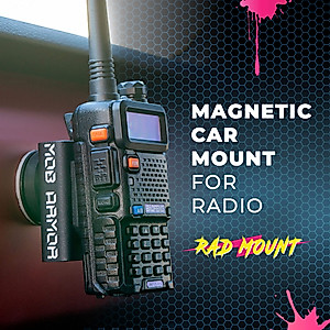 Mob Armor Rad Mount - Dual Magnetic Car Mount Kit for CB, VHF & GMRS Radios, Handheld Radio Bracket with Hand Mic Holder and Base, CB Radio Mount for Vehicle Use, Off-Road, Job Site, Rugged Activities