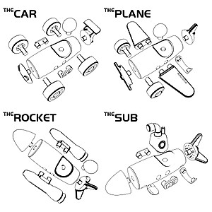 SWOODZ MEGA Pack Take Apart Car Plane Rocket Submarine Wooden Toy Vehicles Play Set, Assembly Wooden Toys, STEM Learning Gifts for 3 4 5 6 Year Olds, Kids, Toddlers, Boys, Girls, Children