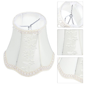 Uonlytech Table Lamp Shade Floor Lamp Pendant Light Shade, 1Pc Clip Bulb Lace Lampshade Cloth Lamp Shades for Table Lamps Wall Scones Floor Lamp Floral Lamp Shade White Chandelier