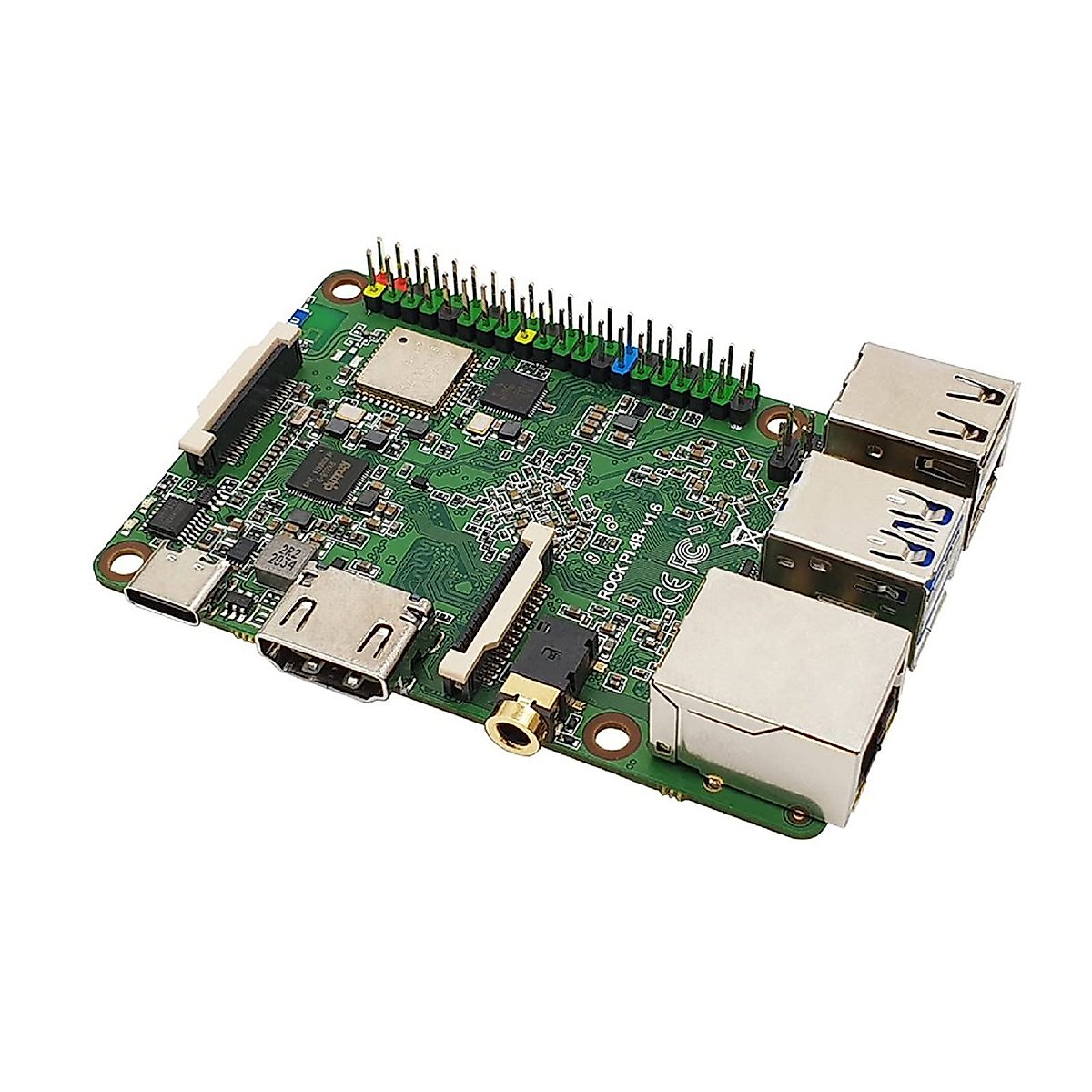 Rock Pi 4 Plus Rockchip RK3399(OP1) Single Board Computer LPDDR4 4GB with WiFi 5 and Bluetooth 5.0 Support Twister OS (4GB RAM+64GB eMMC)