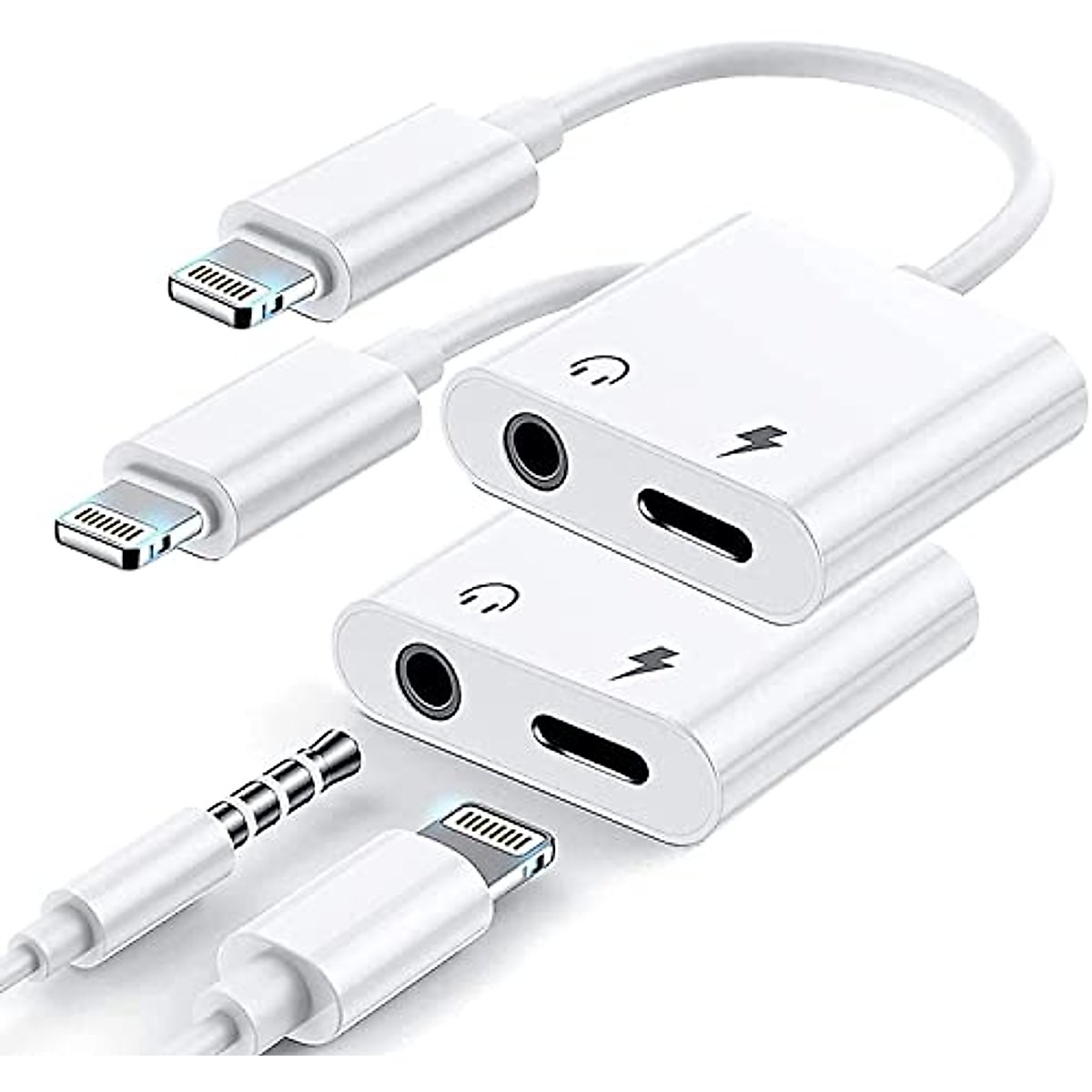 [Apple MFi Certified] 2PACK Lightning to 3.5 mm Adapter，iPhone Aux Adapter Support 2 in 1 Audio + Charger iPhone Splitter Compatible with iPhone 14/13/12/11/X/XR/XS/8/7/6/iPad/iPod