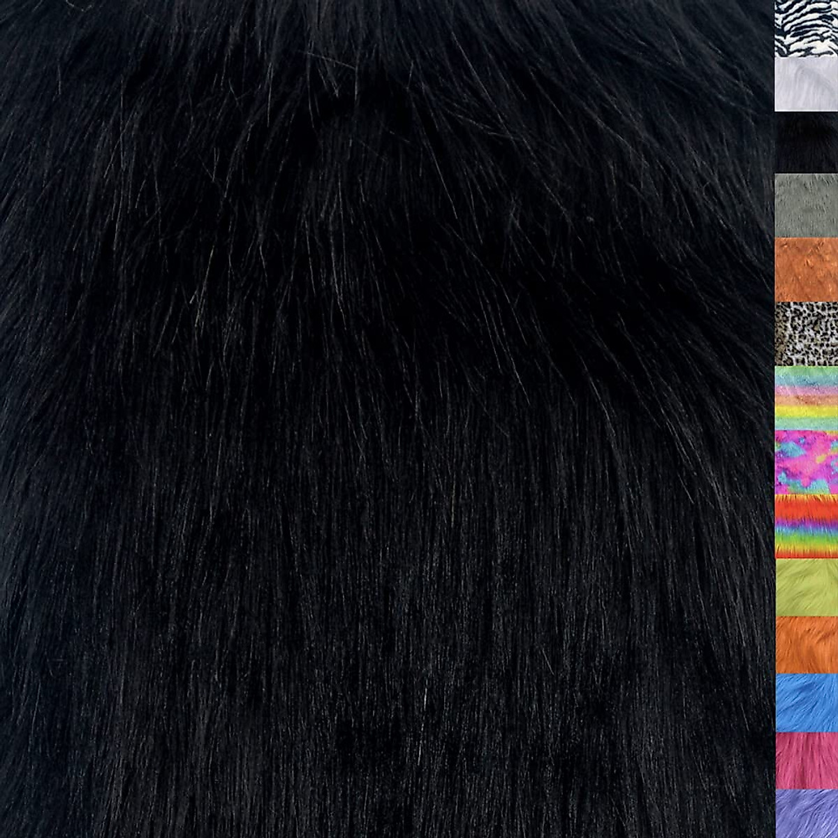 Highshion 3 Sheets Artificial Shaggy Faux Fur Fabric | 9" x 12" | Camera Floor Chair Cover Seat Cushion for Any DIY Craft | Rectangular Patch Costume | Plush Crafting Sewing (9" X 12", Black)