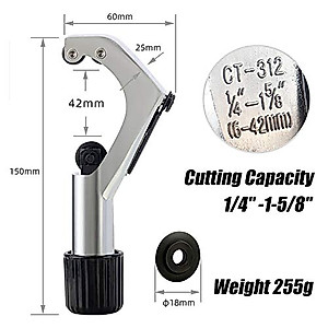 GOLDEAL Bike Front Fork Cutter,Seatpost/Seat Tube/Steerer Tube Cutter,1/4"- 1-5/8"(6mm-42mm) with A Spare Cutting Wheel for Cutting Copper/Brass/Aluminum/Stainless Steel/PVC/Plastic Tube.（Silver）