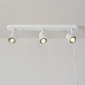 Globe Electric 60024 3-Light Plug-in Track Lighting, Matte White, 15 Foot Cord, in-Line On/Off Rocker Switch, Track Ceiling Light, Track Lighting Kit, Ceiling Light Fixture, Home Improvement