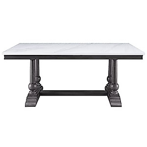 Acme Furniture Marble Rectangular Dining Table, White/Gray Oak