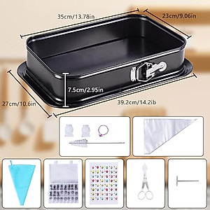 Old Tjikko Rectangular Springform Cake Pan, 14 x 9-Inch Rectangle Cheesecake Pan, Tiramisu Bakeware with Accessory,Removable Bottom,Non-Stick Baking Pan Mold,Leak Proof,Black