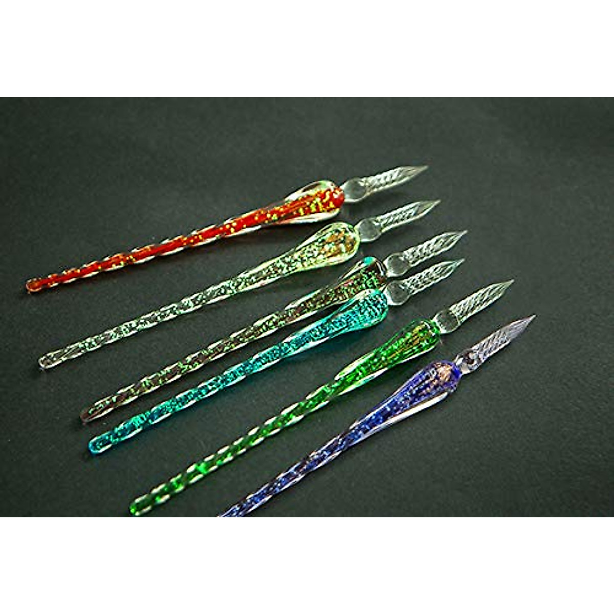 XIAOYU Luminous Glass Dip Pen Ink Set - Crystal Glass Dip Pen with 12 Colorful Inks for Art, Writing, Signatures, Calligraphy - Ice Blue