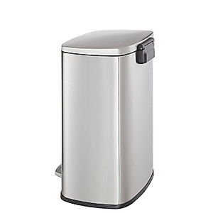 Casa Andrea Milano 13-Gallon Soft-Close, Smudge Resistant Trash Can Step-on Pedal, Soft Closure, Large and Space-Saving