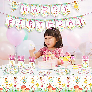 Fairy Tea Party Banner Fairy Party Supplies Fairy Happy Birthday Party Banner Fairy Banner for Fairy Floral Birthday Party Supplies