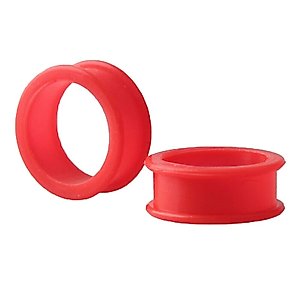 Pair 11/16" (18MM) RED SILICONE FLAT FLARE TUNNELS Double Flare Gauges Thin Soft Flexible Flesh Plugs (2pcs)
