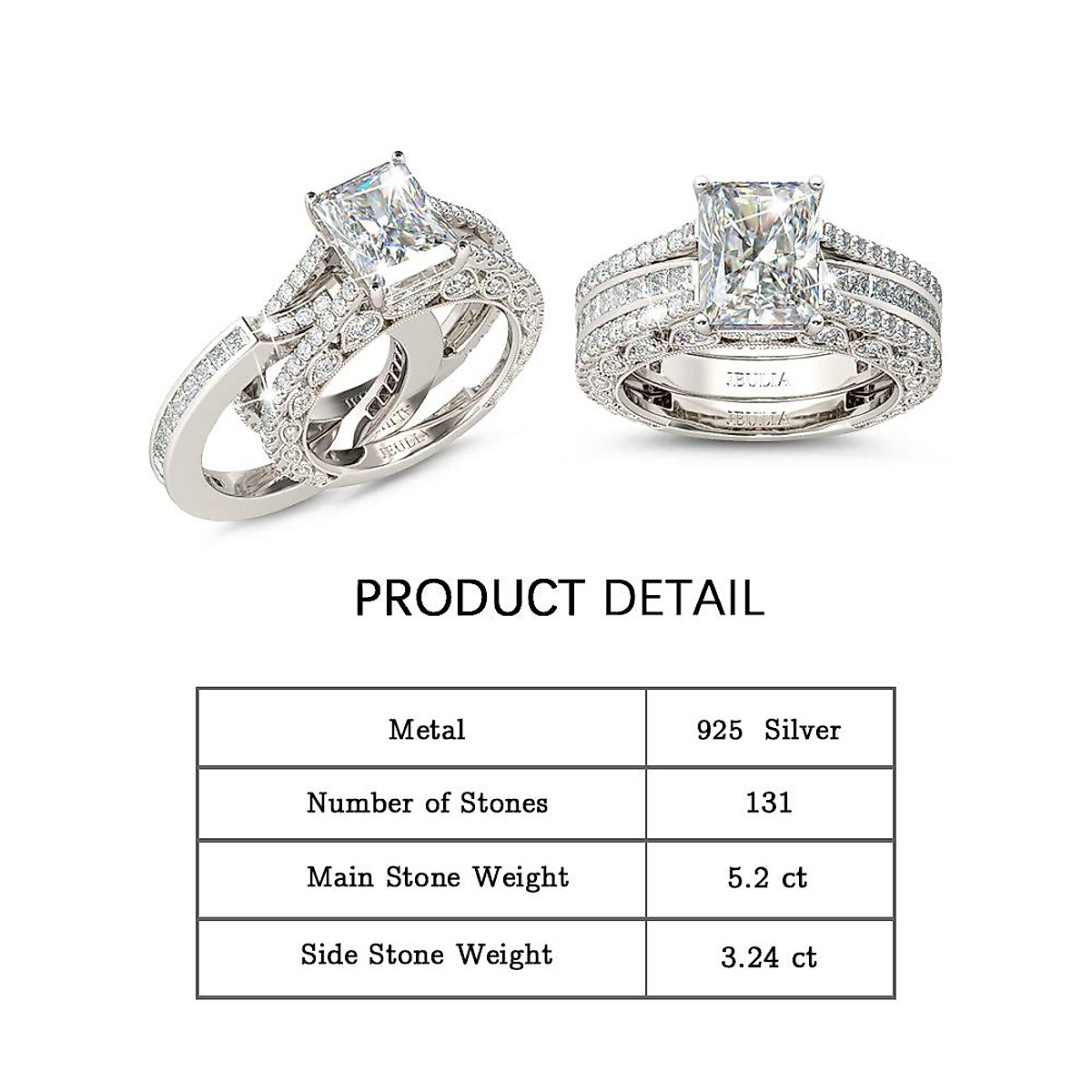 Jeulia Diamond Band Rings for Women CZ Sterling Silver Interchangeable Ring Sets with Stones Wedding Engagement Anniversary Promise Bridal Ring Sets (8.5)